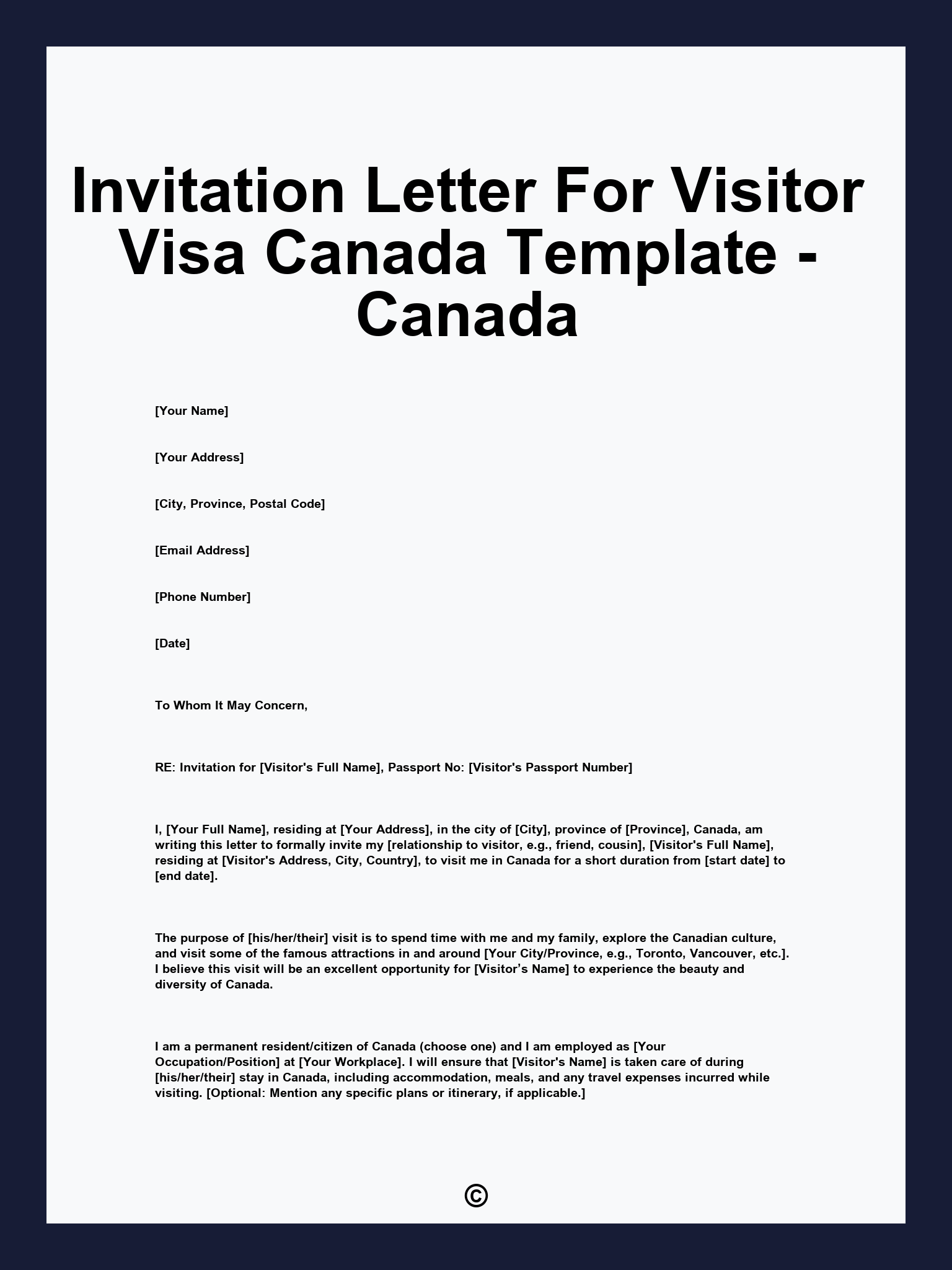 How Do I Write A Letter Of Invitation To Canada Visa Application ...